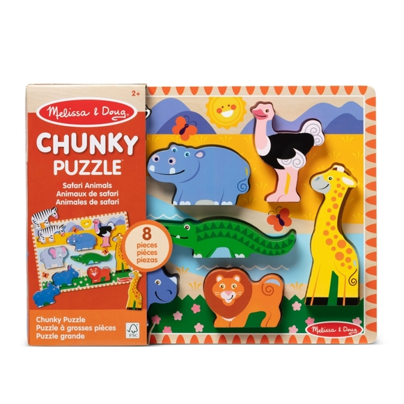 Melissa & Doug | Toys | Melissa Doug Safari Animals Wooden Chunky ...